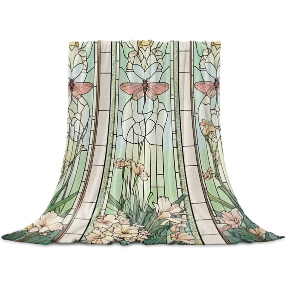 Butterfly Flowers Throw Blanket for Couch, Soft Lightweight Flannel ...