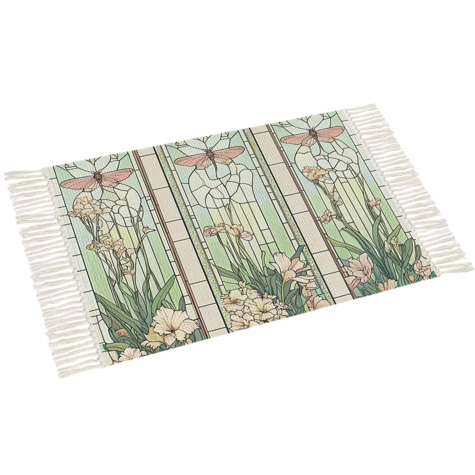 Butterfly Flowers Washable Bath Rug - 2x3 Entry Rug Washable Indoor ...