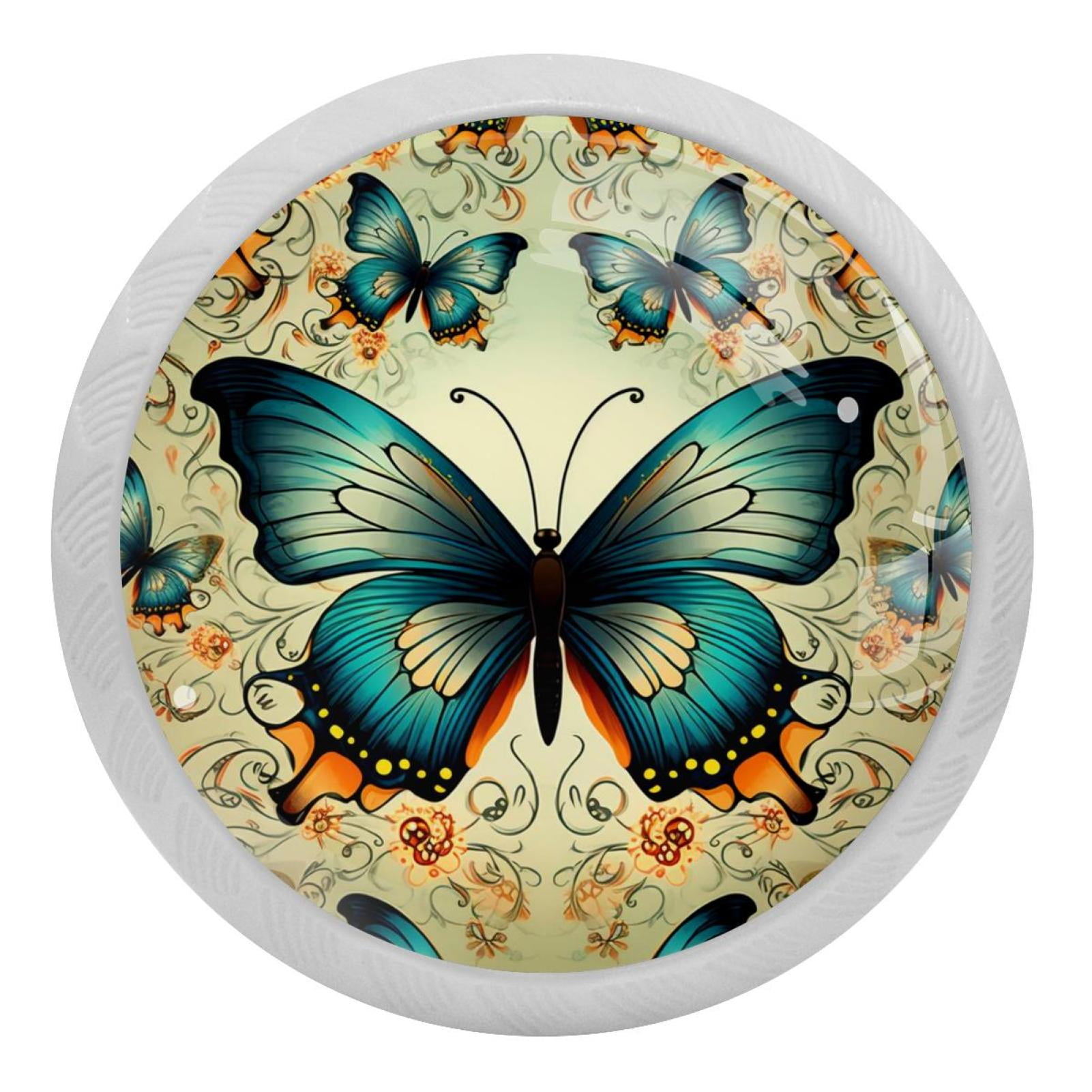 Butterfly Fluorescent Drawer Pulls with Screws: Round 4-Pack Glow-in ...