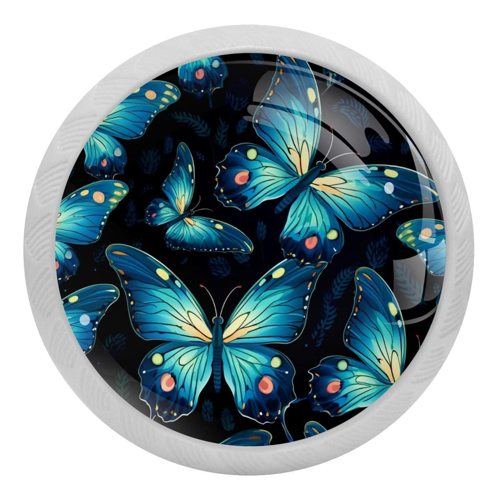 Butterfly Fluorescent Drawer Pulls with Screws - Round 4-Pack, Glow-in ...