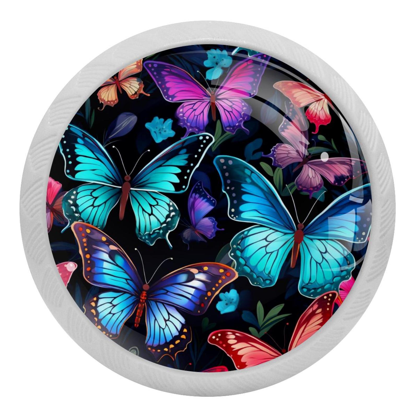 Butterfly Fluorescent Glow-in-the-Dark Cabinet Door Knobs - Round 4 ...