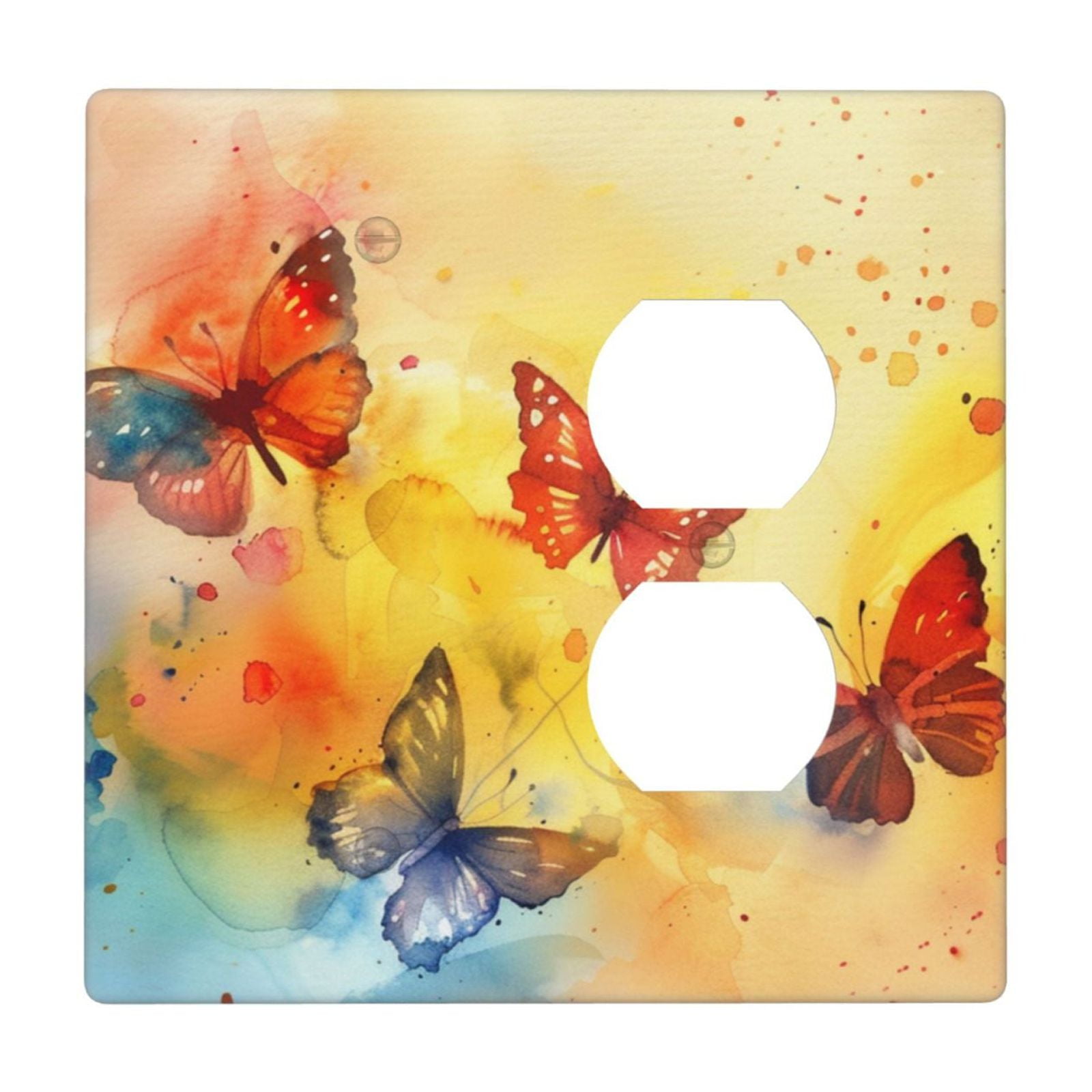 Butterfly Flying Watercolor Switch Cover Decorative Wall Plate / 2-Gang ...
