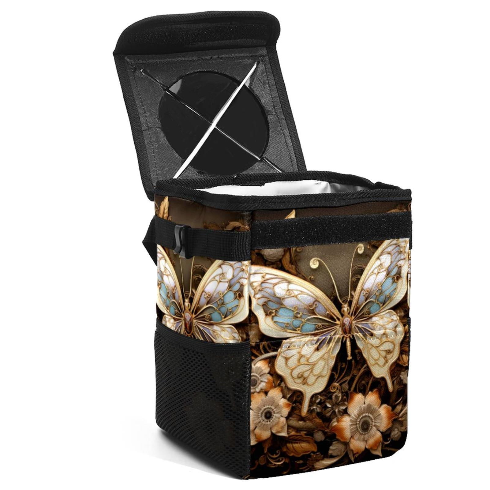 Butterfly Foldable Car Garbage Can with Lid, Leak-proof, and Hanging ...