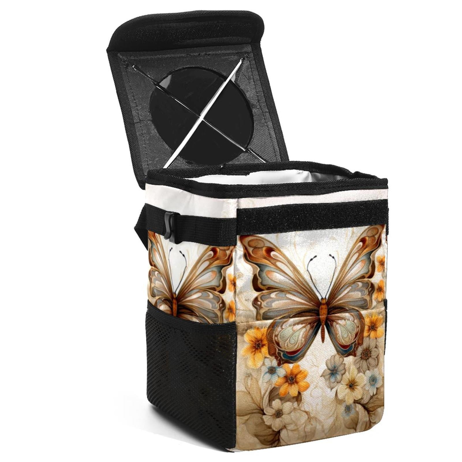 Butterfly Foldable Car Trash Bin with Lid, Leak-Proof, Hanging Storage ...