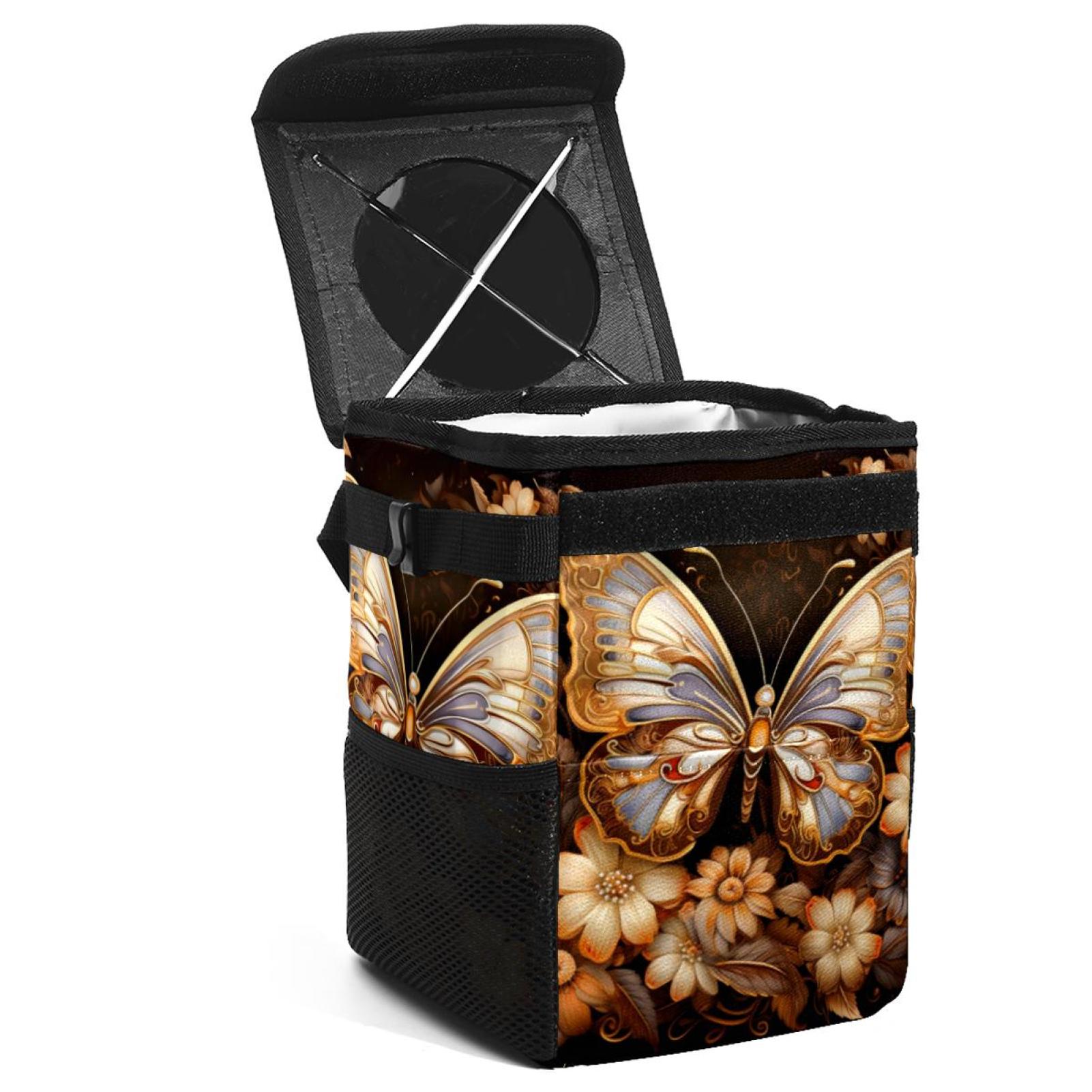 Butterfly Foldable Car Trash Bin with Lid, Leak-Proof, Hanging Storage ...