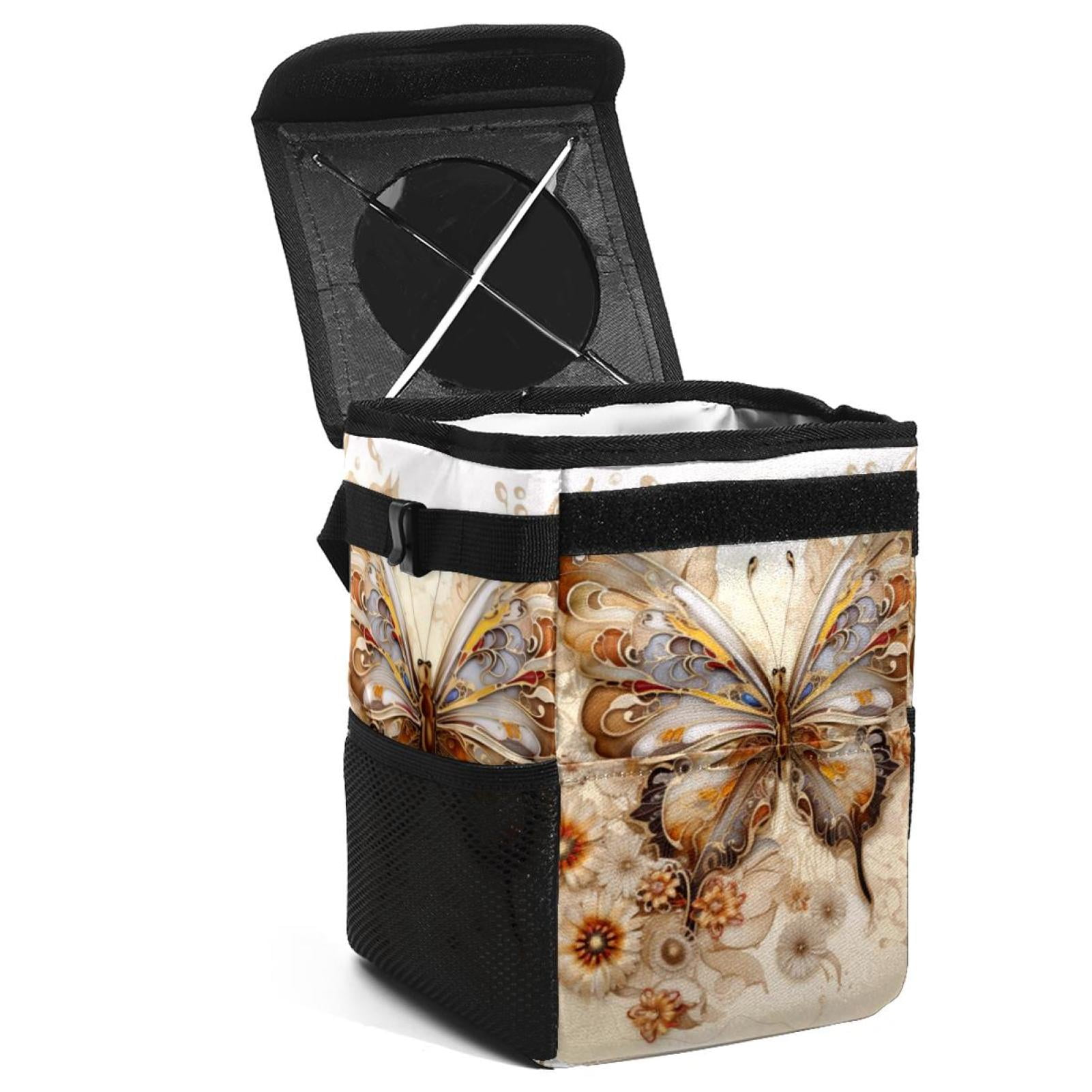 Butterfly Foldable Car Trash Can with Lid, Leak-Proof, Hanging Storage ...