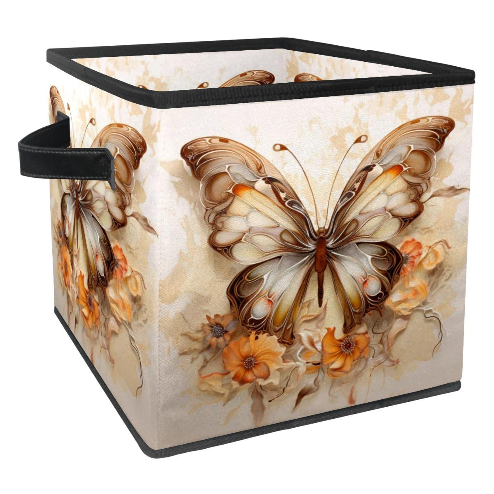 Butterfly Foldable Storage Containers Bins with Handle, 10.8"x10.5"x10 ...