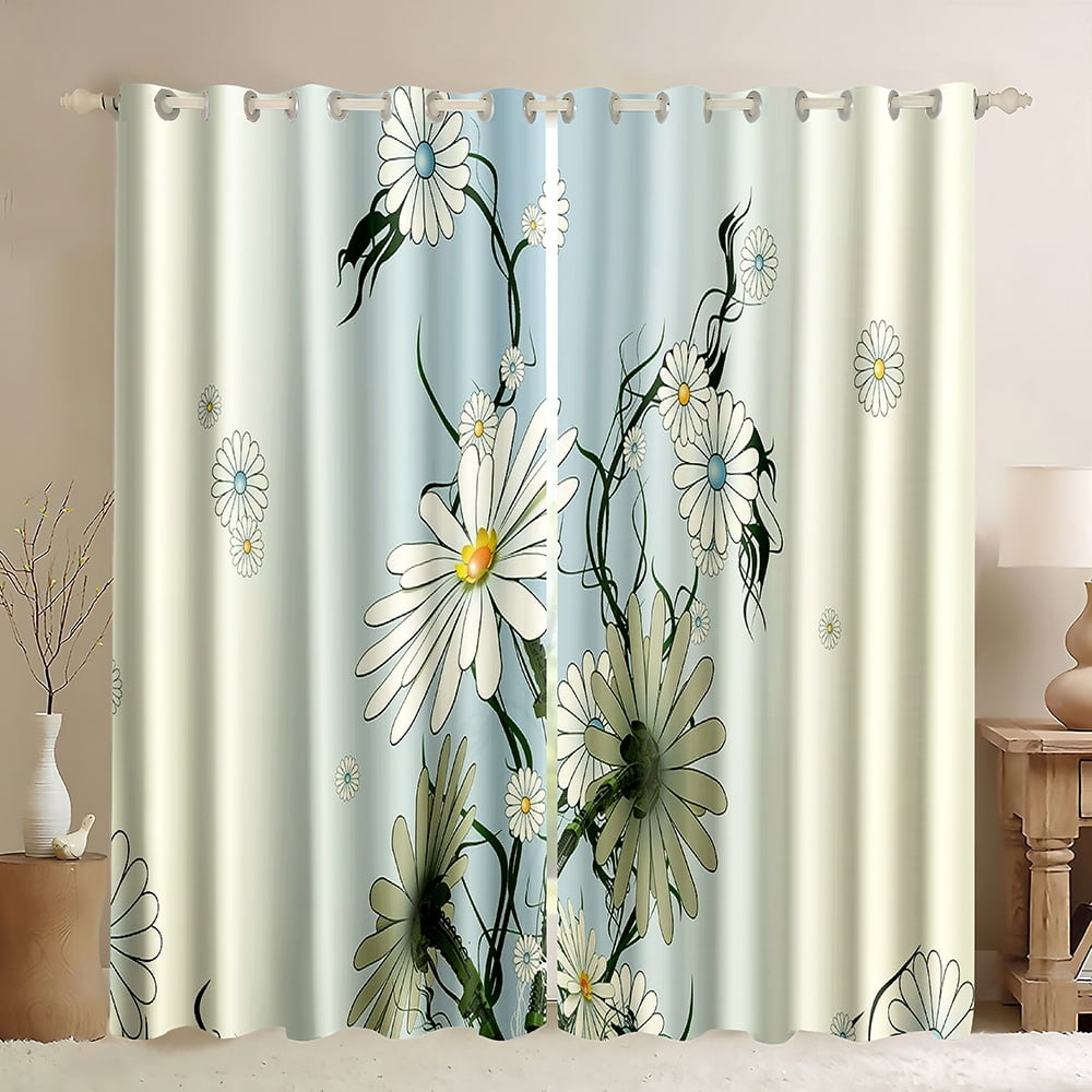 Butterfly Fresh Daisy Flower 3D Design Luxury Girl Window Curtains for ...