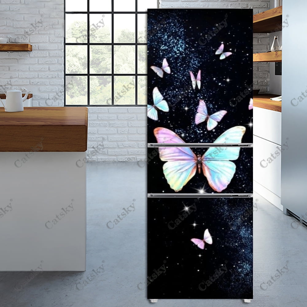 Butterfly Fridge Stickers Fridge Door Sticker Stickers Floral Vinyl ...