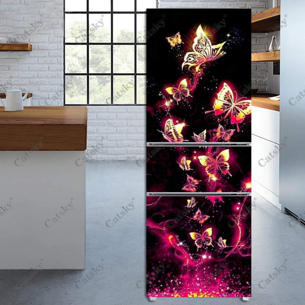 Butterfly Fridge Stickers Fridge Door Sticker Stickers Floral Vinyl ...