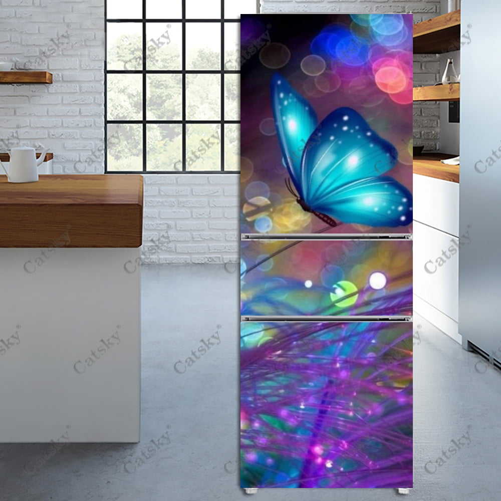 Butterfly Fridge Stickers Fridge Door Sticker Stickers Floral Vinyl ...