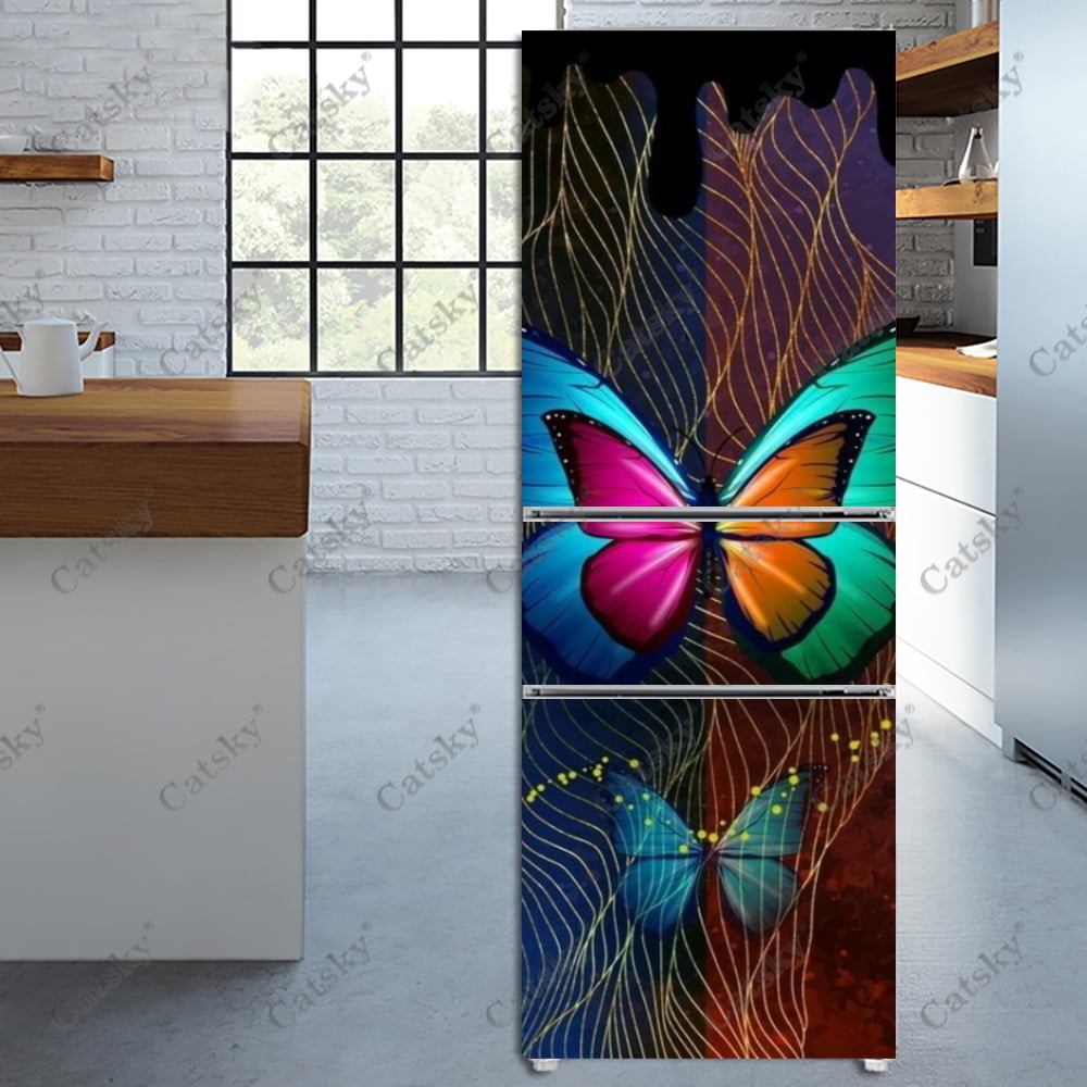 Butterfly Fridge Stickers Fridge Door Sticker Stickers Floral Vinyl ...