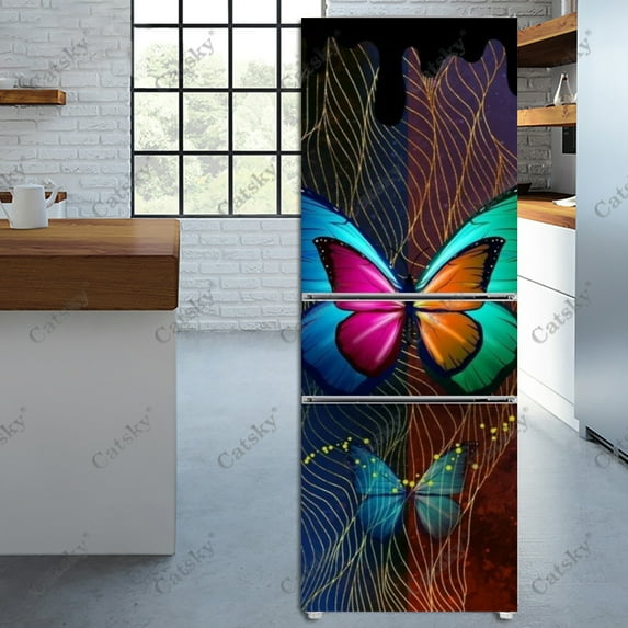 Butterfly Fridge Stickers Fridge Door Sticker Stickers Floral Vinyl ...
