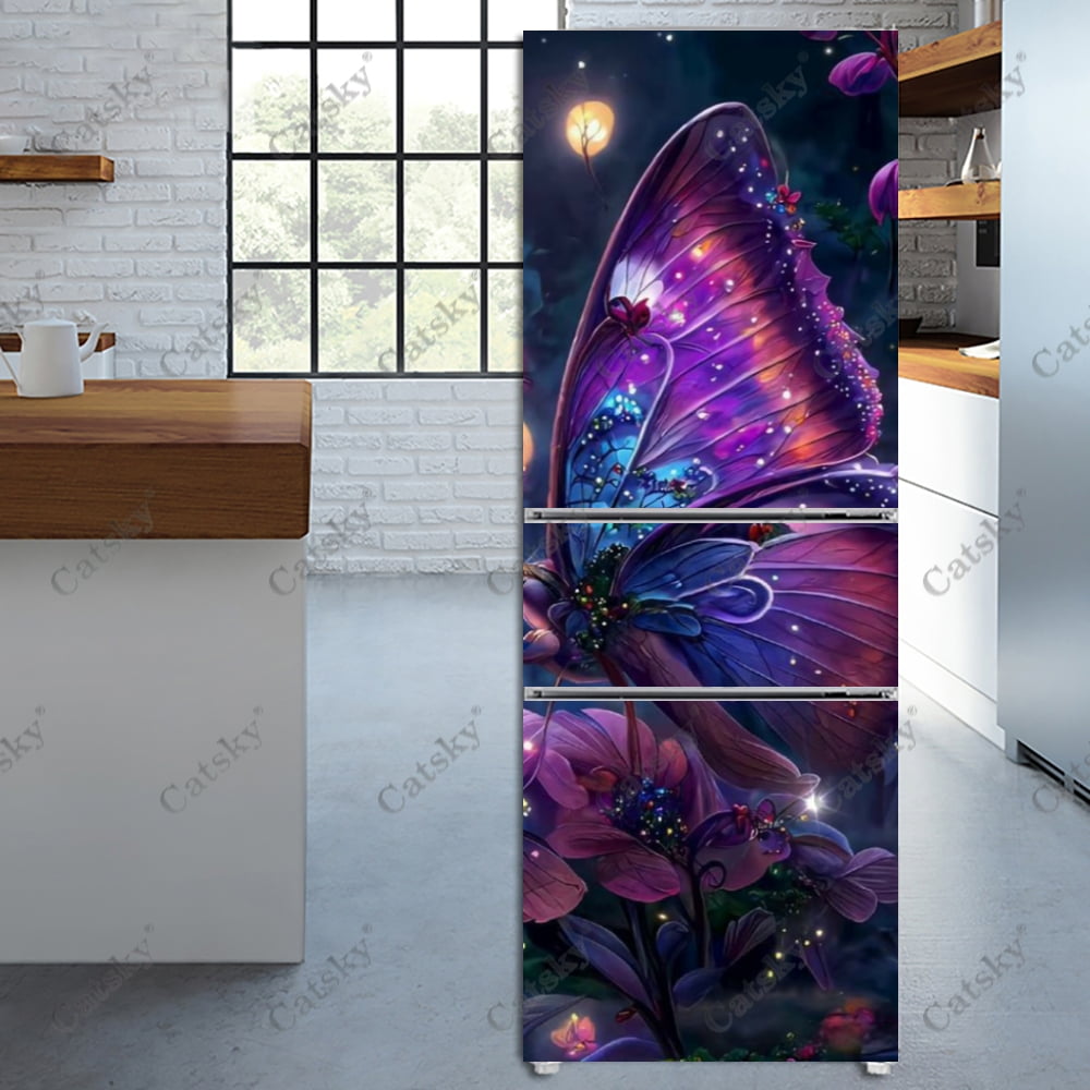Butterfly Fridge Stickers Fridge Door Sticker Stickers Floral Vinyl ...