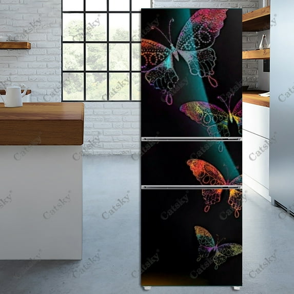 Butterfly Fridge Stickers Fridge Door Sticker Stickers Floral Vinyl ...