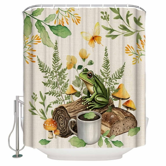Butterfly Frog Bathroom Shower Curtains with 12 Hooks Polyester ...