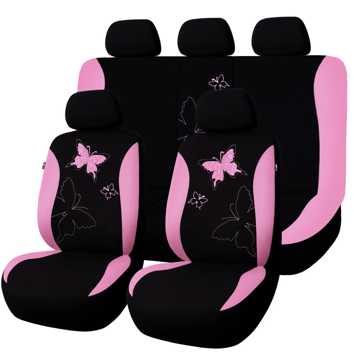 Flying Banner Girly Cute Pink Butterfly Car Seat Cover Set, Air Mesh ...