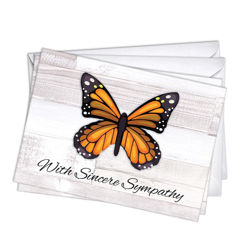 Butterfly Funeral Sympathy Condolence Cards | 2 Pack Set (5x7 ...