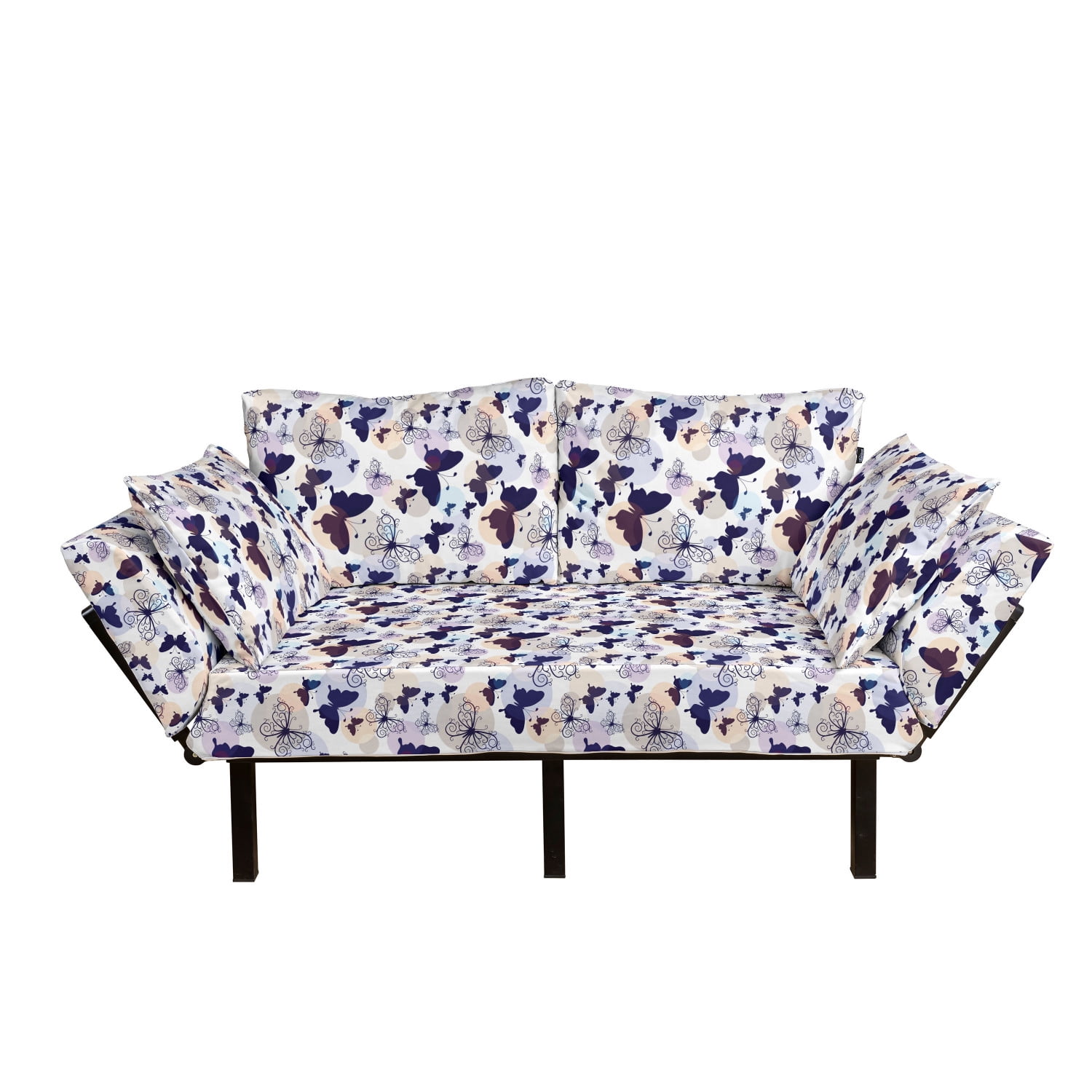 Butterfly Futon Couch, Silhouettes and with Swirled Curly Wings on ...
