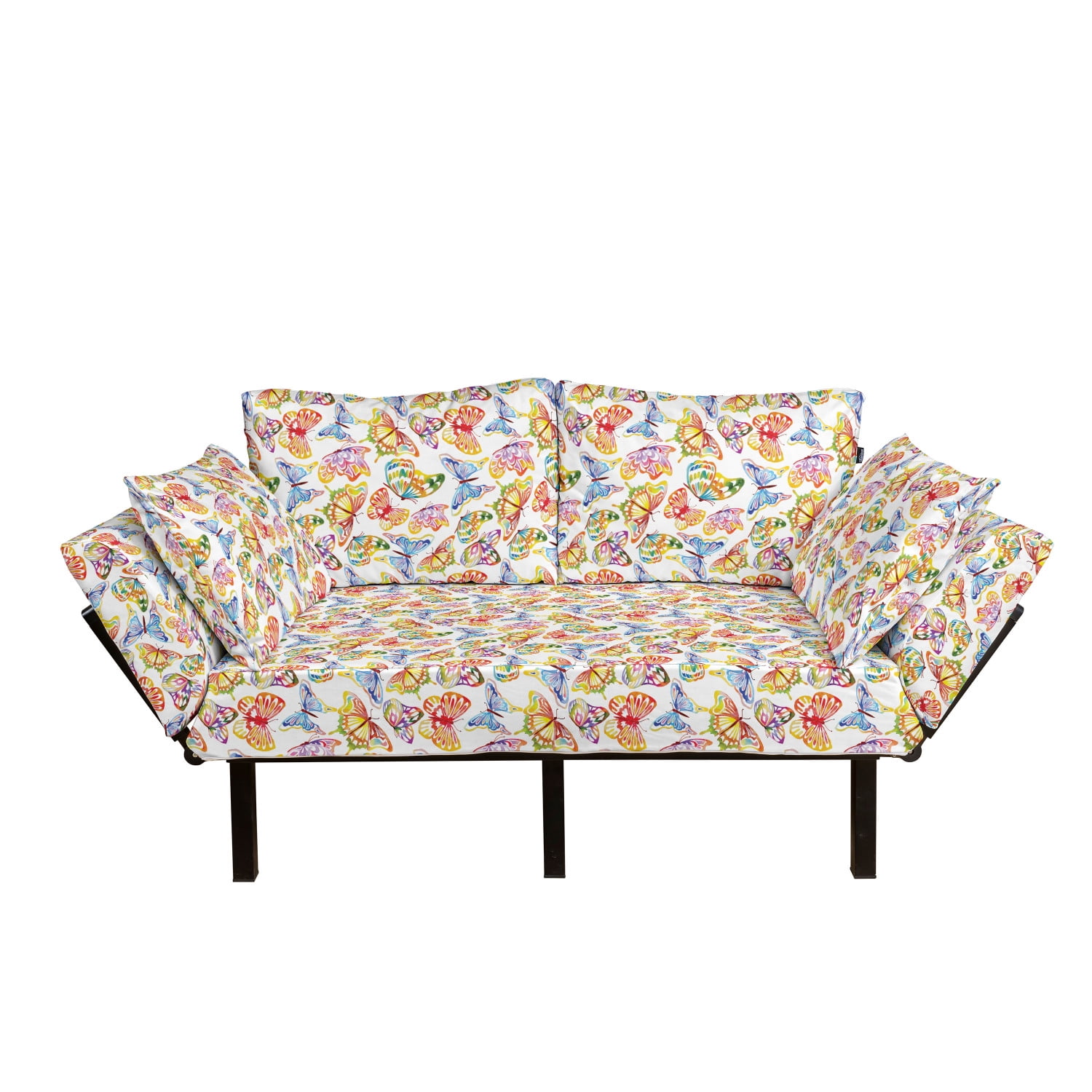 Butterfly Futon Couch, Vibrant Animals Psychedelic Sixties Inspired ...