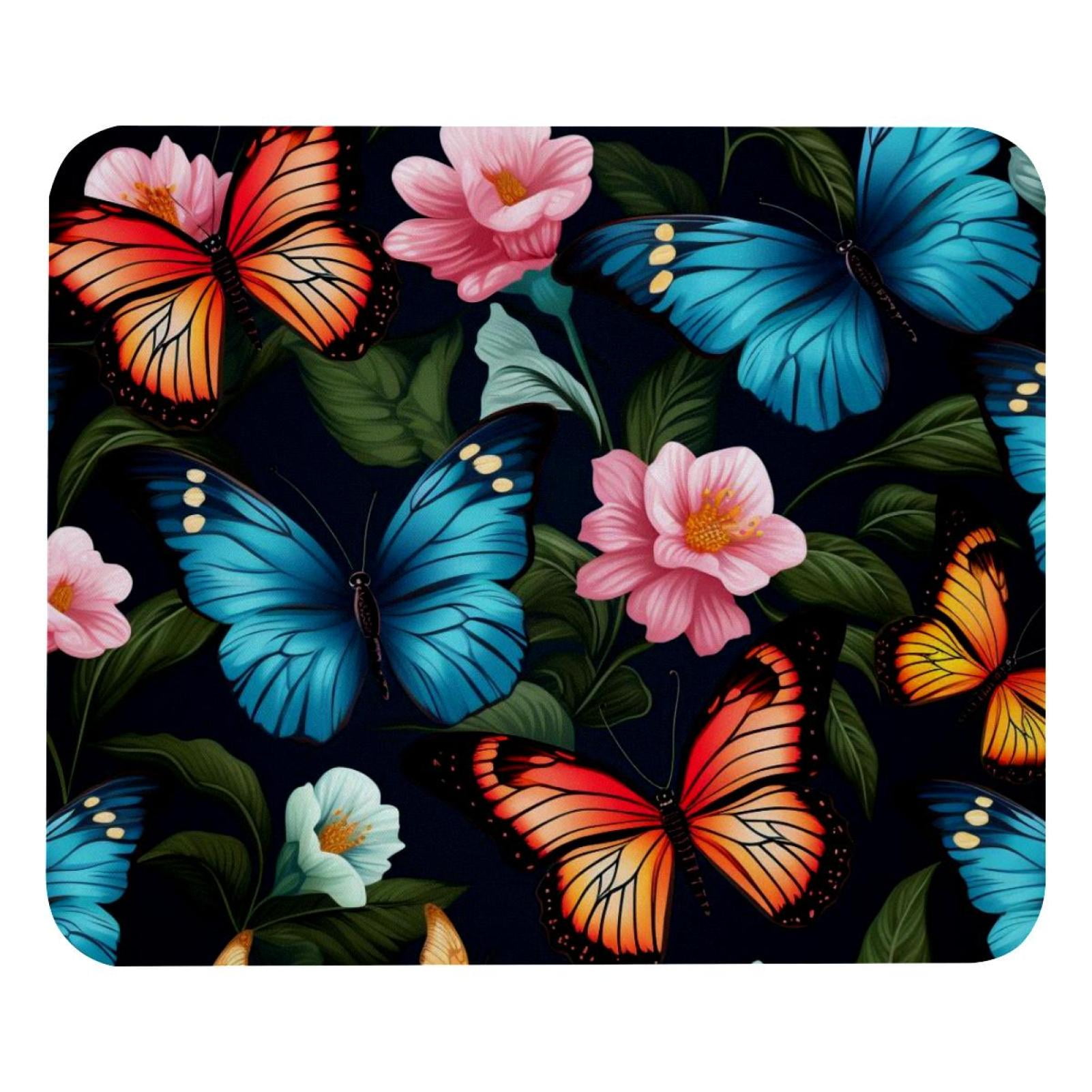 Butterfly Gaming Mouse Pad Desk Mat, Square 8.3x9.8 Inch Non-Slip ...