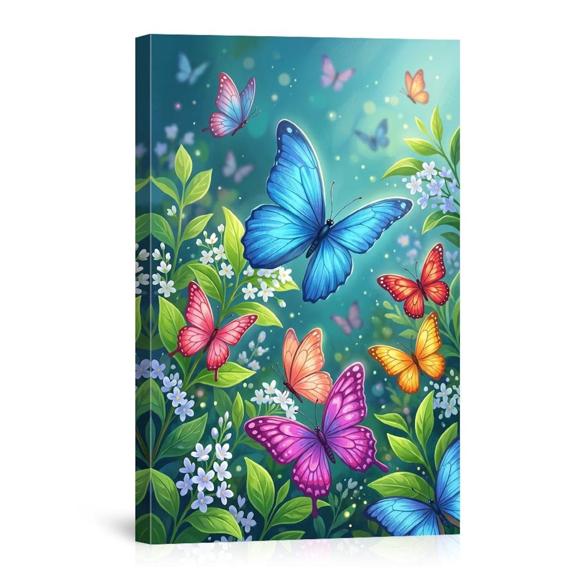 Butterfly Garden Colorful Insect Nature Vibrant Blue Pink Wings Green ...