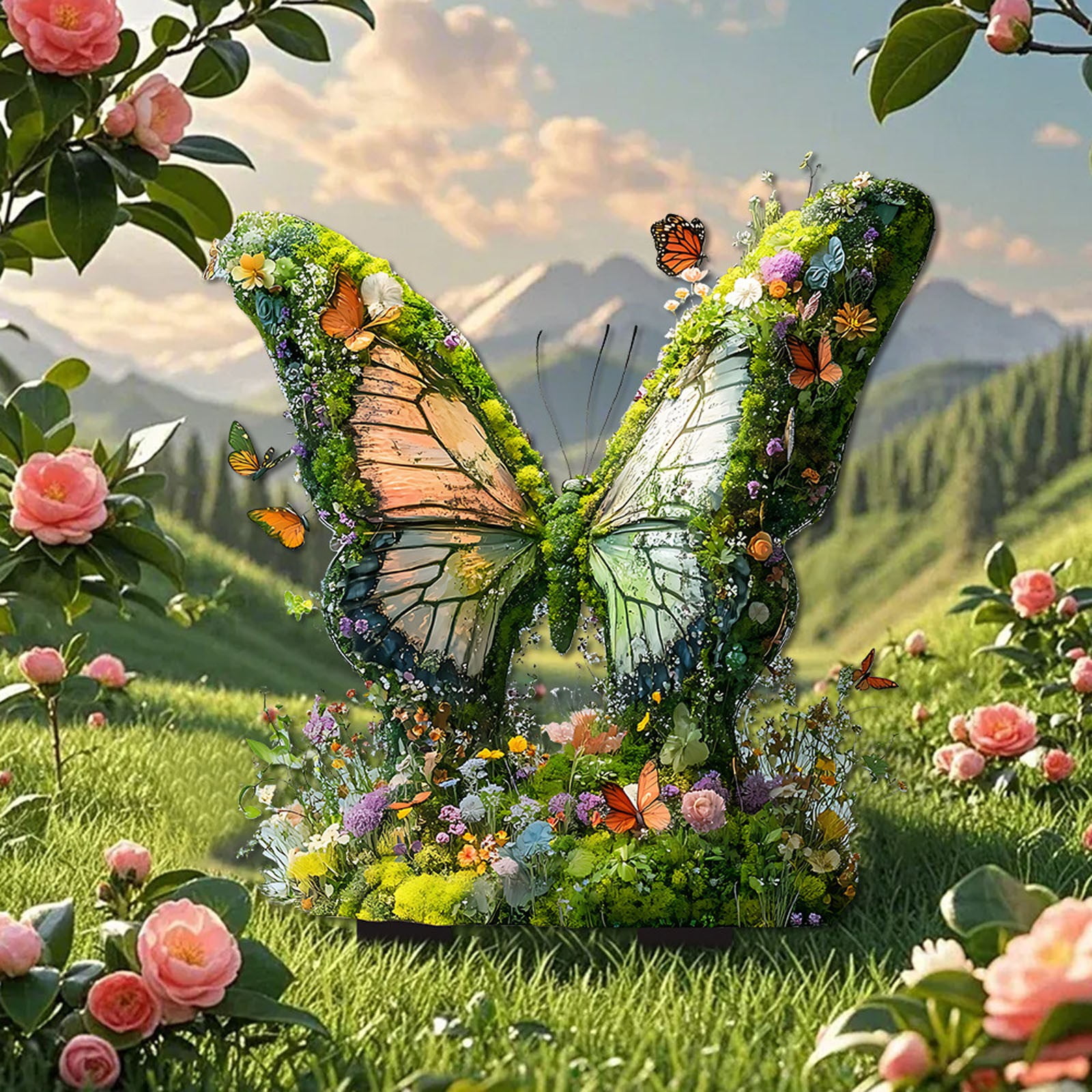 Butterfly Garden Decoration Ground Stake 2D Acrylic Small Fresh Outdoor ...