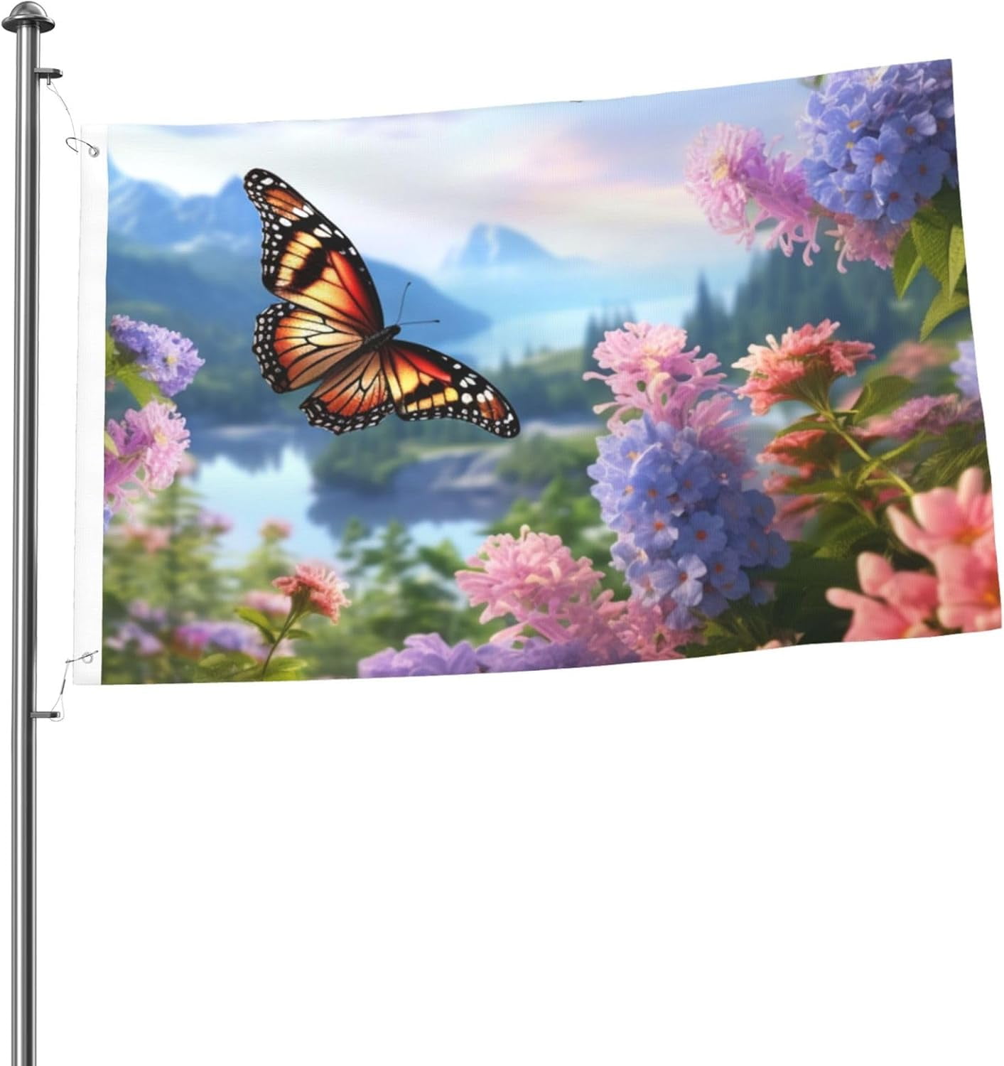 Butterfly Garden Garden Flags Holiday Banner with Brass Grommets Large ...