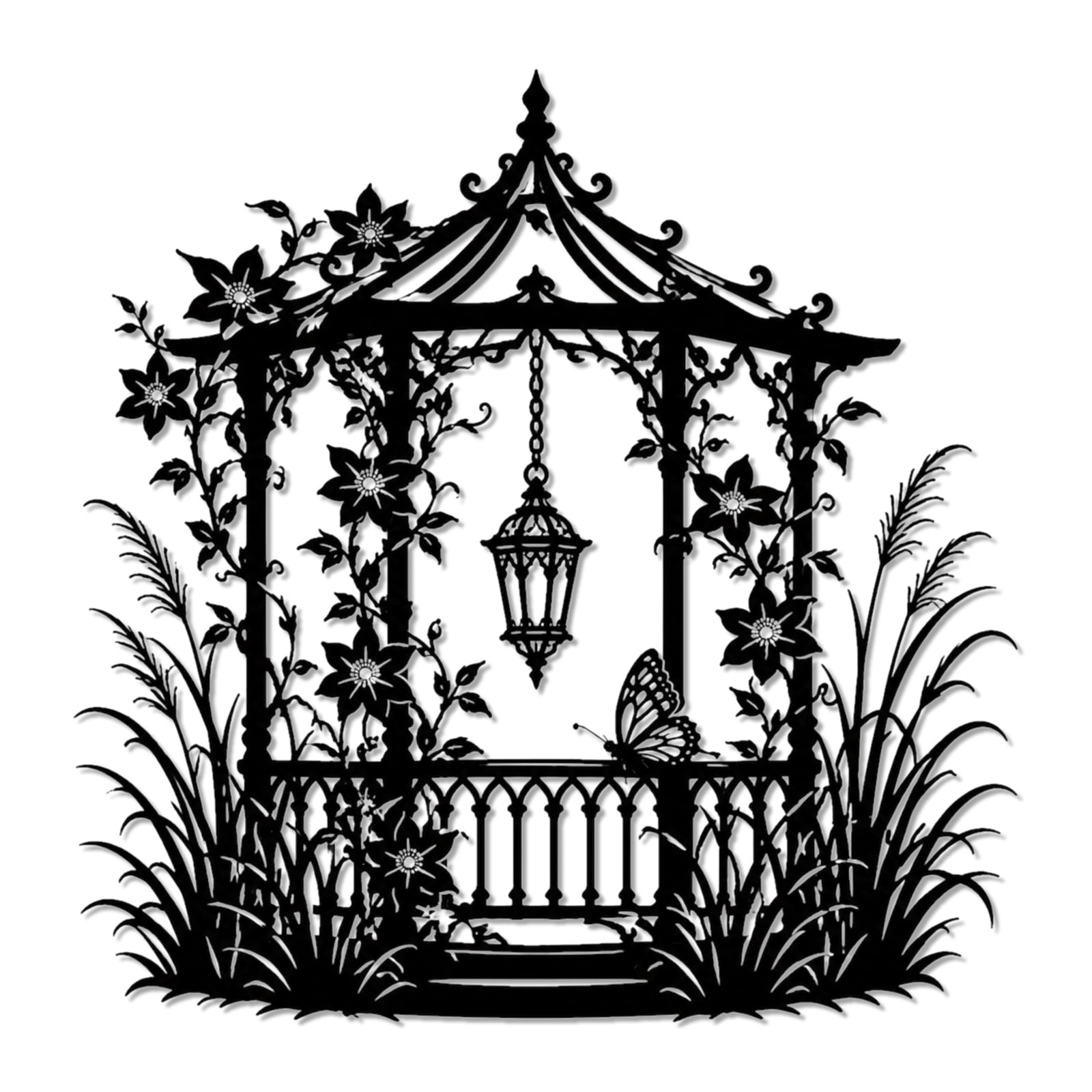 Butterfly Garden Gazebo Metal Wall Art WallArt Decor Metal Outdoor ...