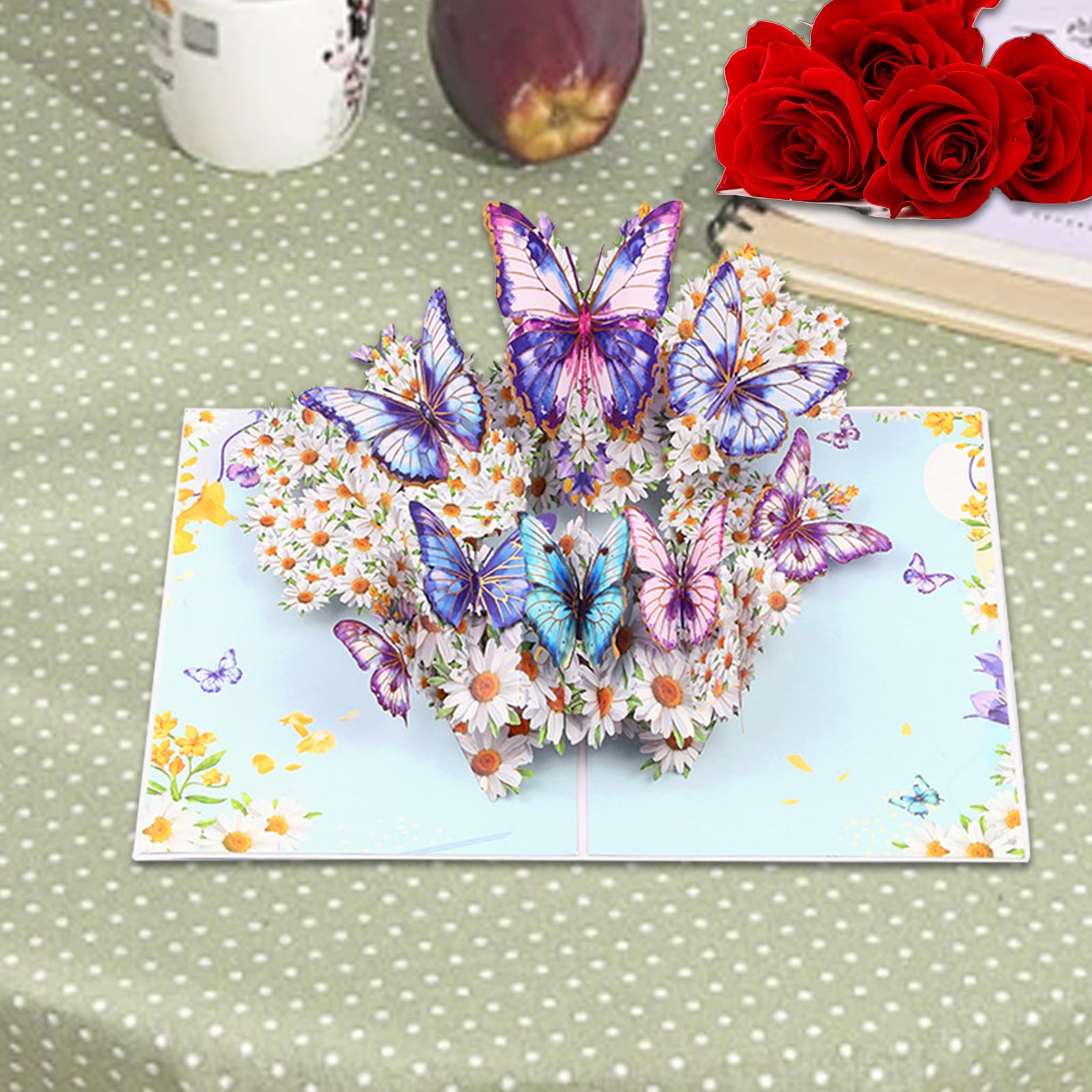 Butterfly Garden Pop Up Card, Pop Up Flower Cards, Handmade Flower ...