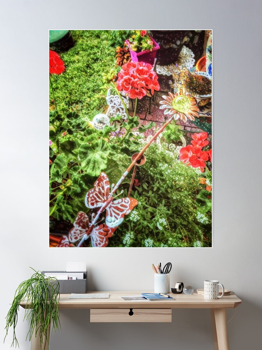 Butterfly Garden Poster Wall Art, Modern Wall Decor For Living Room ...