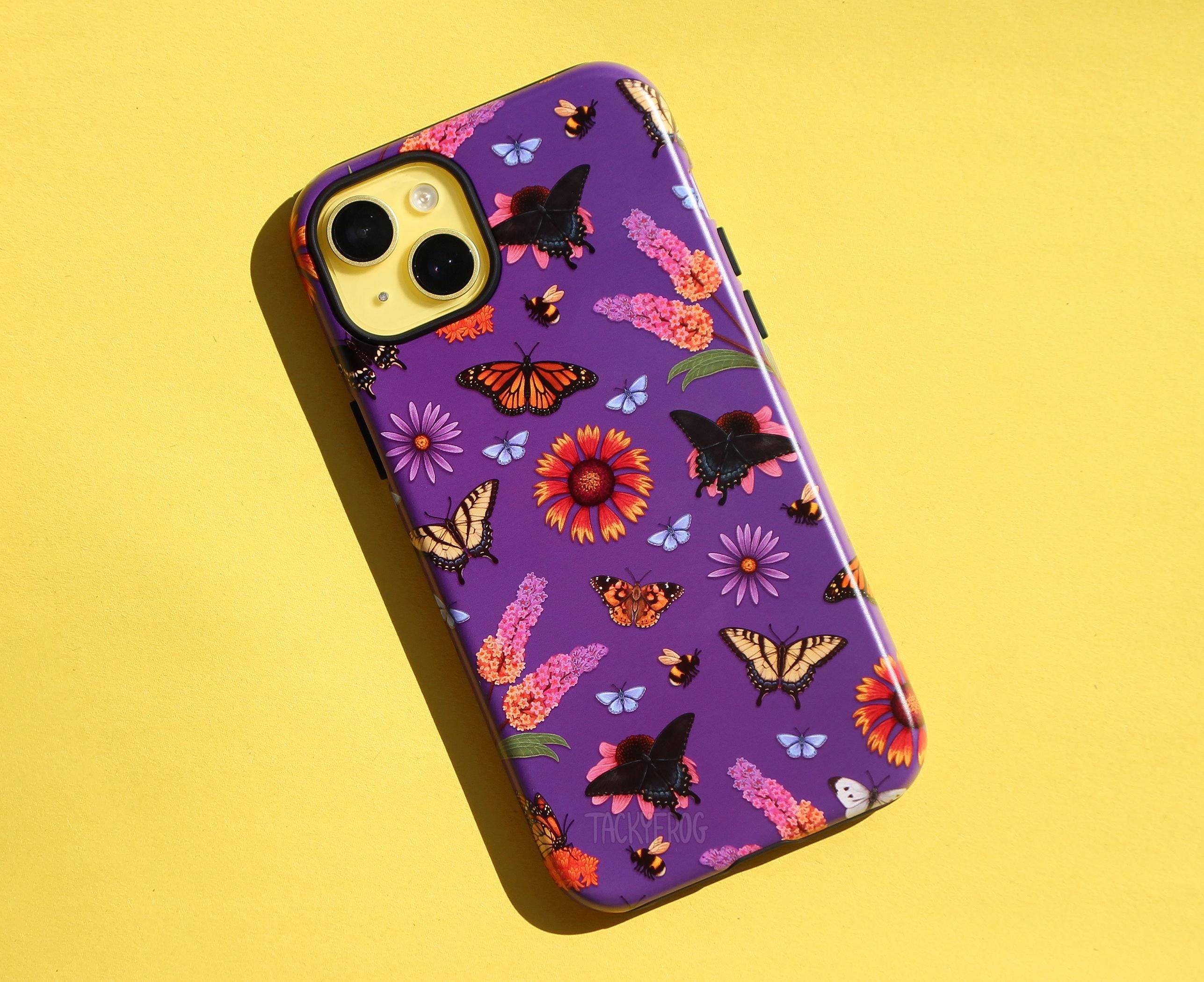 Butterfly Garden Purple Case With Colorful Floral Wing Pattern for ...