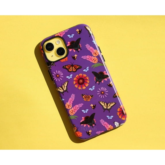 Butterfly Garden Purple Case With Colorful Floral Wing Pattern for ...