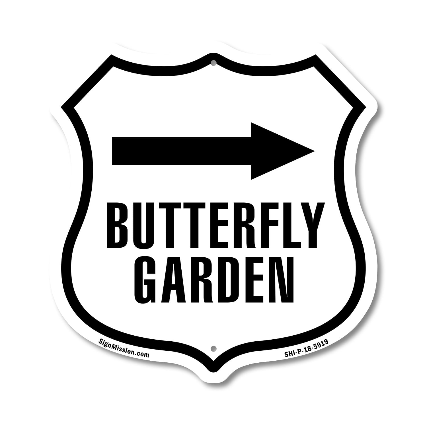 Butterfly Garden Right 12 inch X 12 inch Shield Shaped Commercial Grade ...