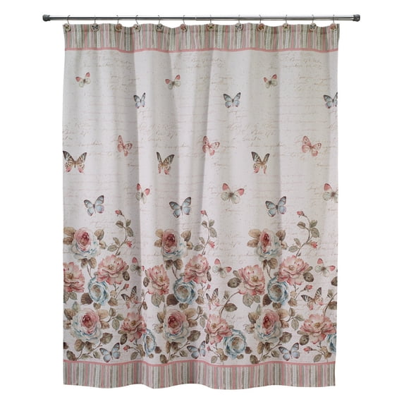 Butterfly Garden Shower Curtain White - Walmart.com