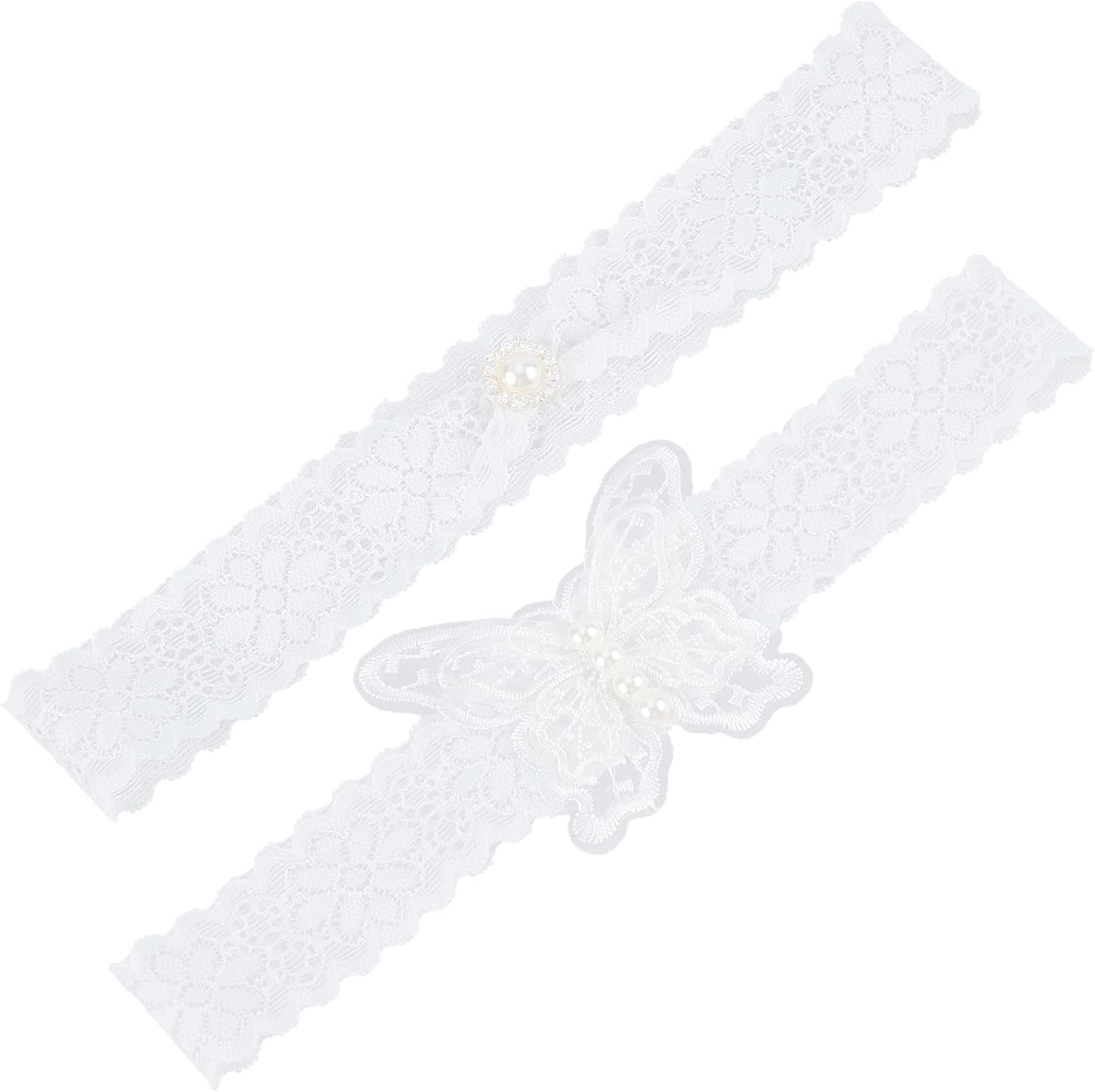 Butterfly Garters 2pcs Wedding Garter for Bride White Elasticated Soft ...