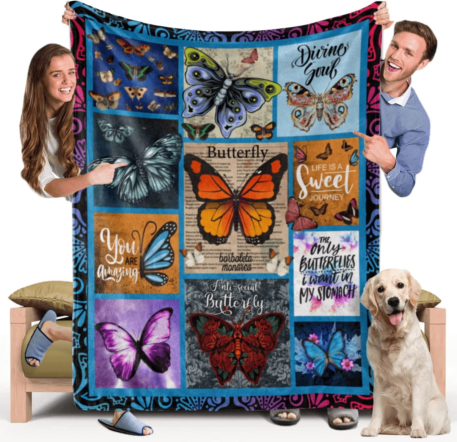 Butterfly Gifts for Women, Butterfly Blanket Fleece Soft Cozy Throw ...