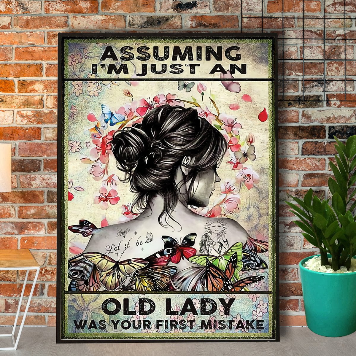 Butterfly Girl Assuming I'M Just An Old Lady Paper Poster No Frame ...