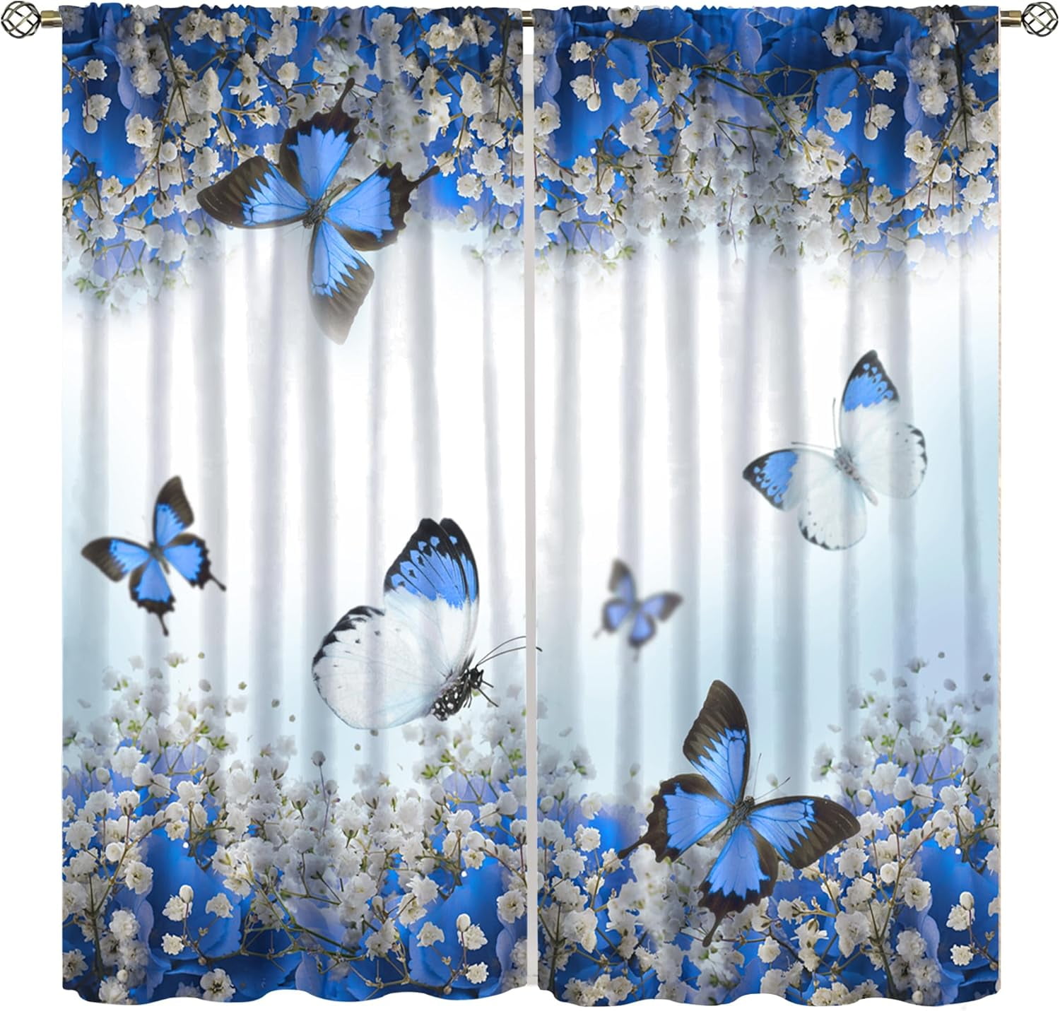 Butterfly Girl Bedroom Curtains, Spring Botanical Floral Teen Kids ...