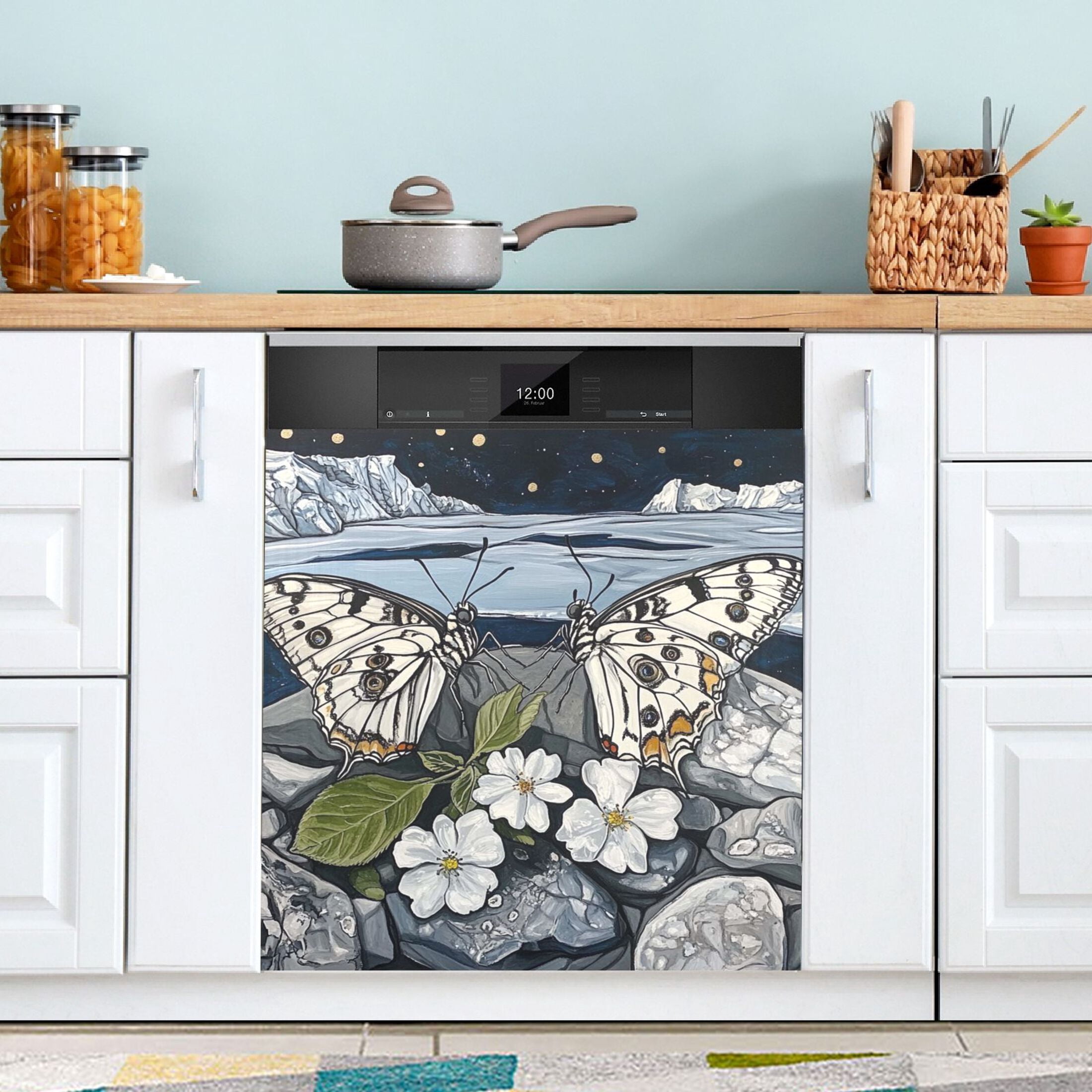 Butterfly Glacier Dishwasher Magnet Cover Reuseable Refrigerator Magnet ...