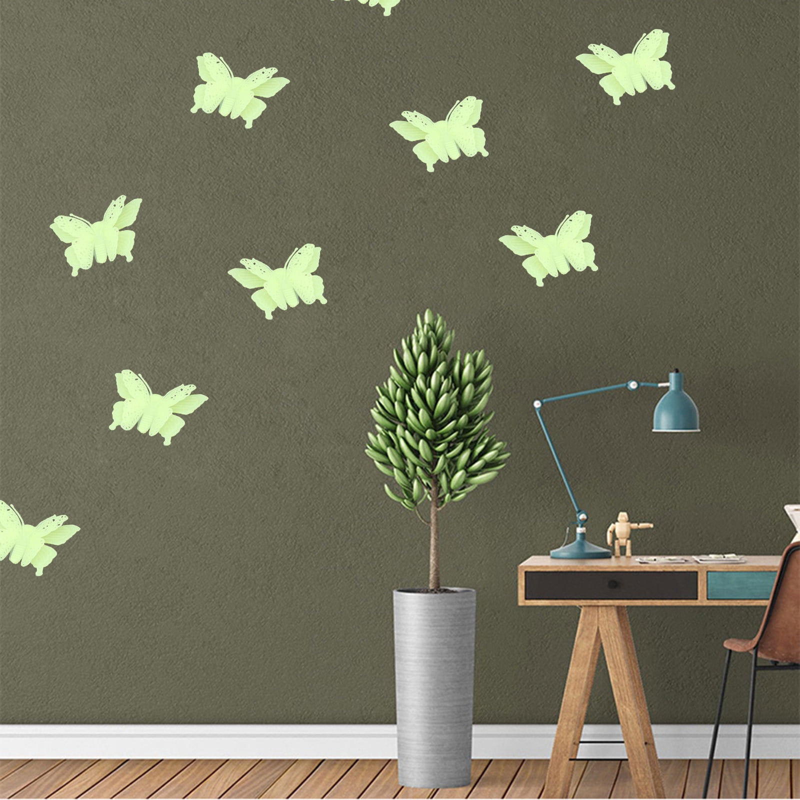 Butterfly Glow Wall Stickers Fluorescent Decal Luminous in Dark Self ...
