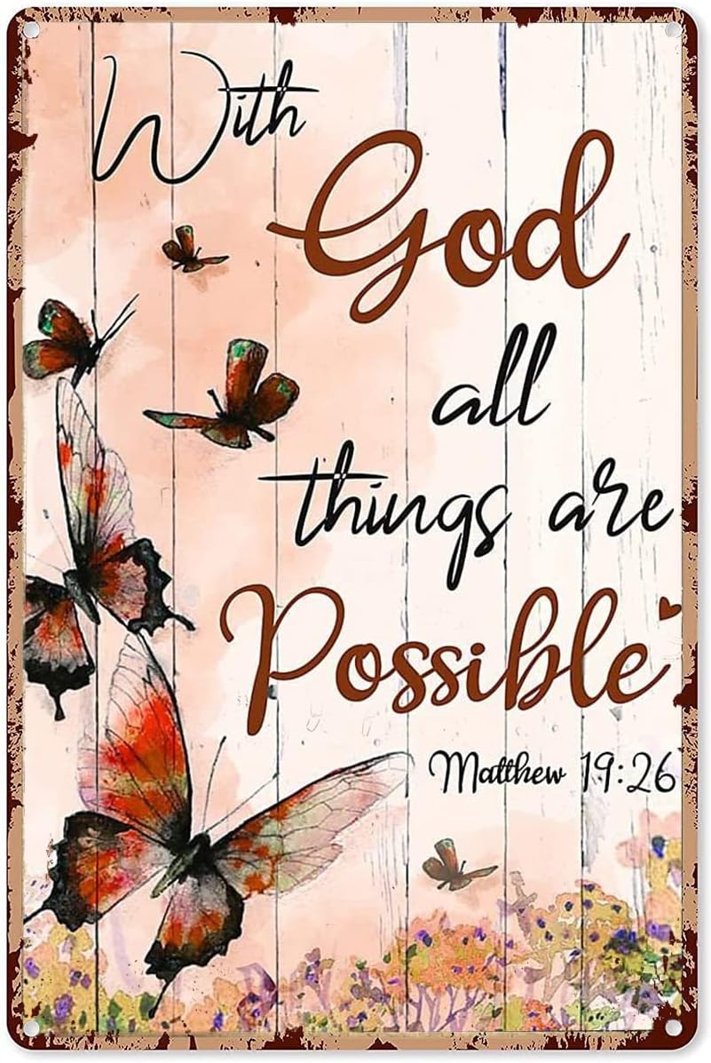 Butterfly with God All Thing are Possible Vintage Metal Tin Signs for ...