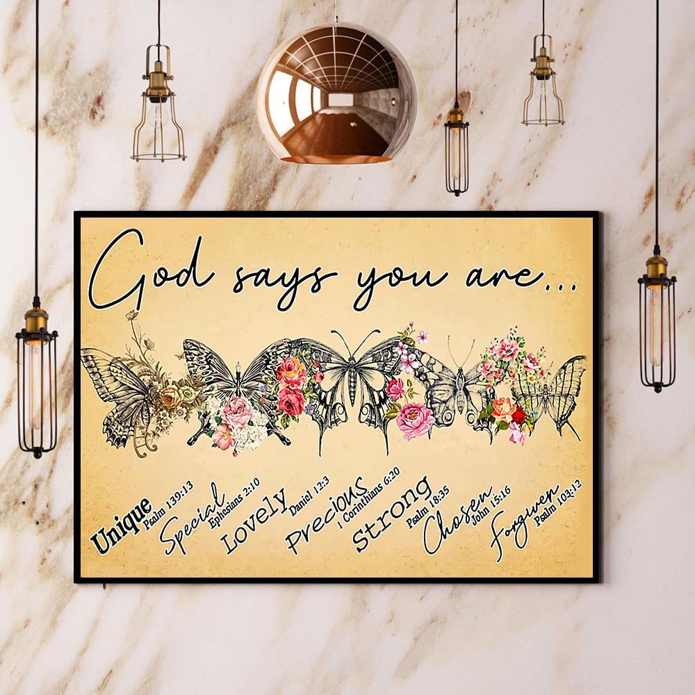 Butterfly God Says You Are Unique Paper Poster No Frame Matte Wall Art ...