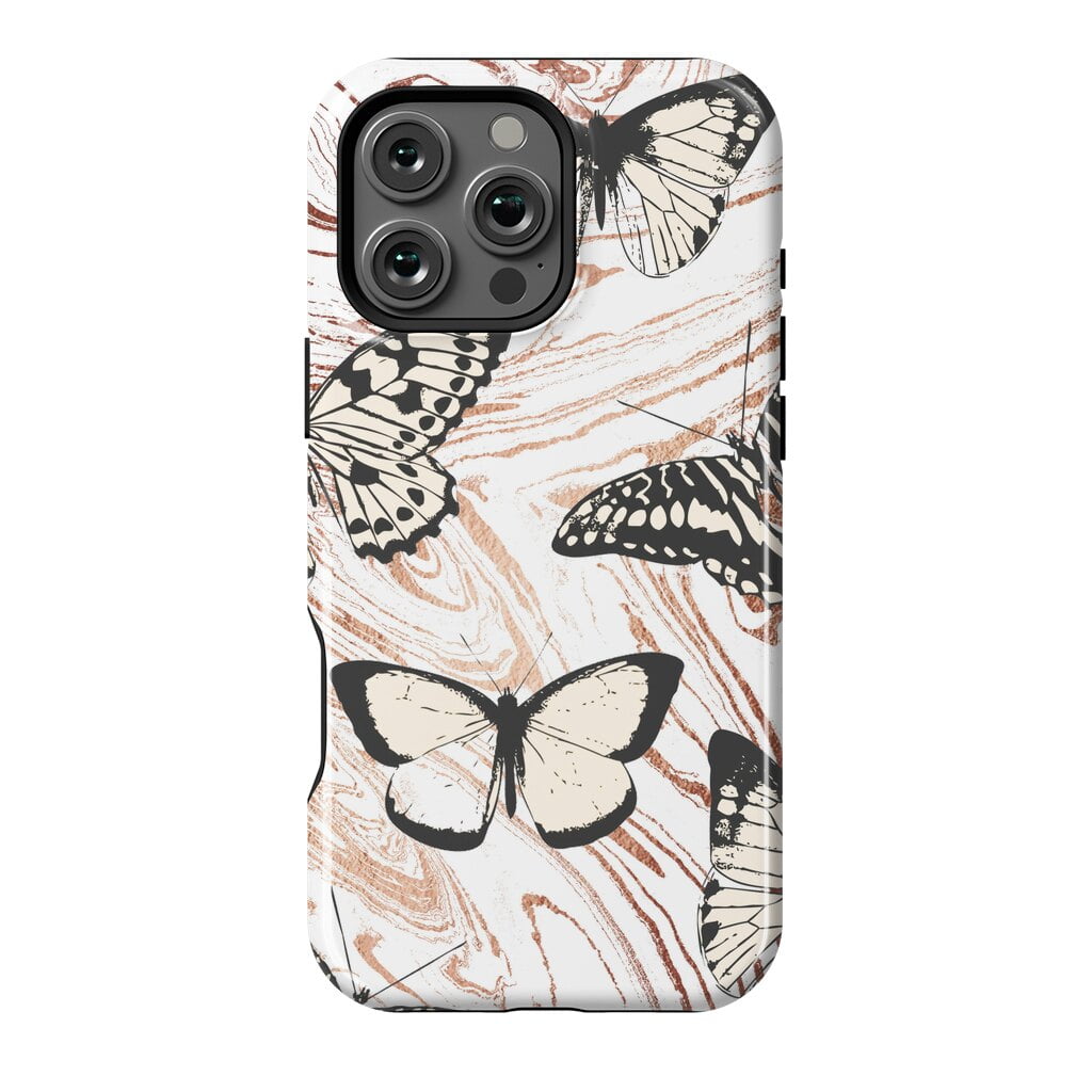Butterfly Gold Marble Art Phone Case for iPhone 11 12 13 14 15 16 Pro ...