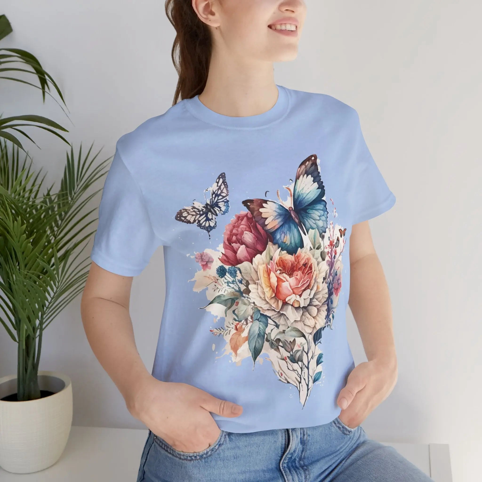 Butterfly Graphic T Shirt Unisex Art Design Tee Soft Comfort - Walmart.com
