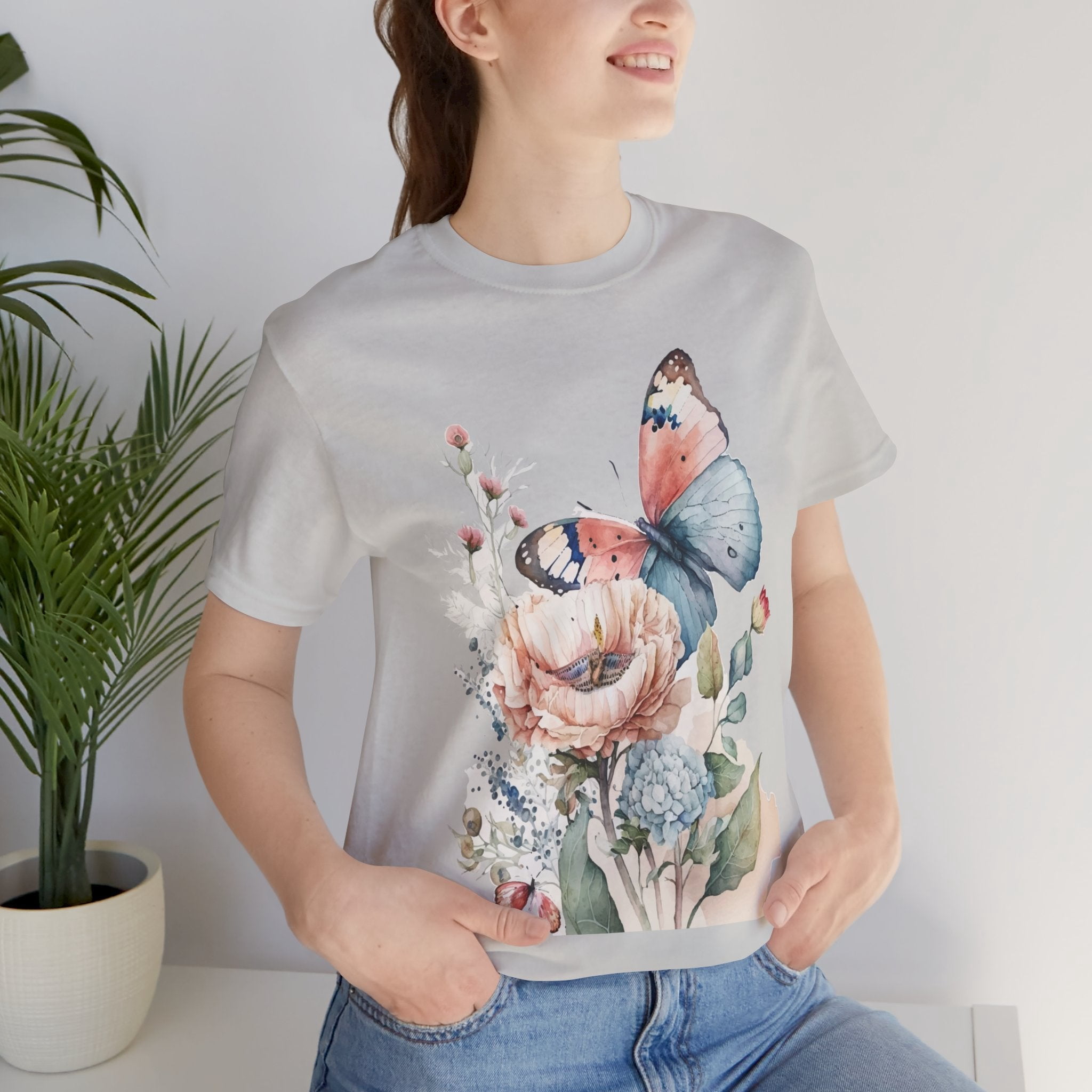 Butterfly Graphic T Shirt Unisex Jersey Short Sleeve Art Design Tee ...