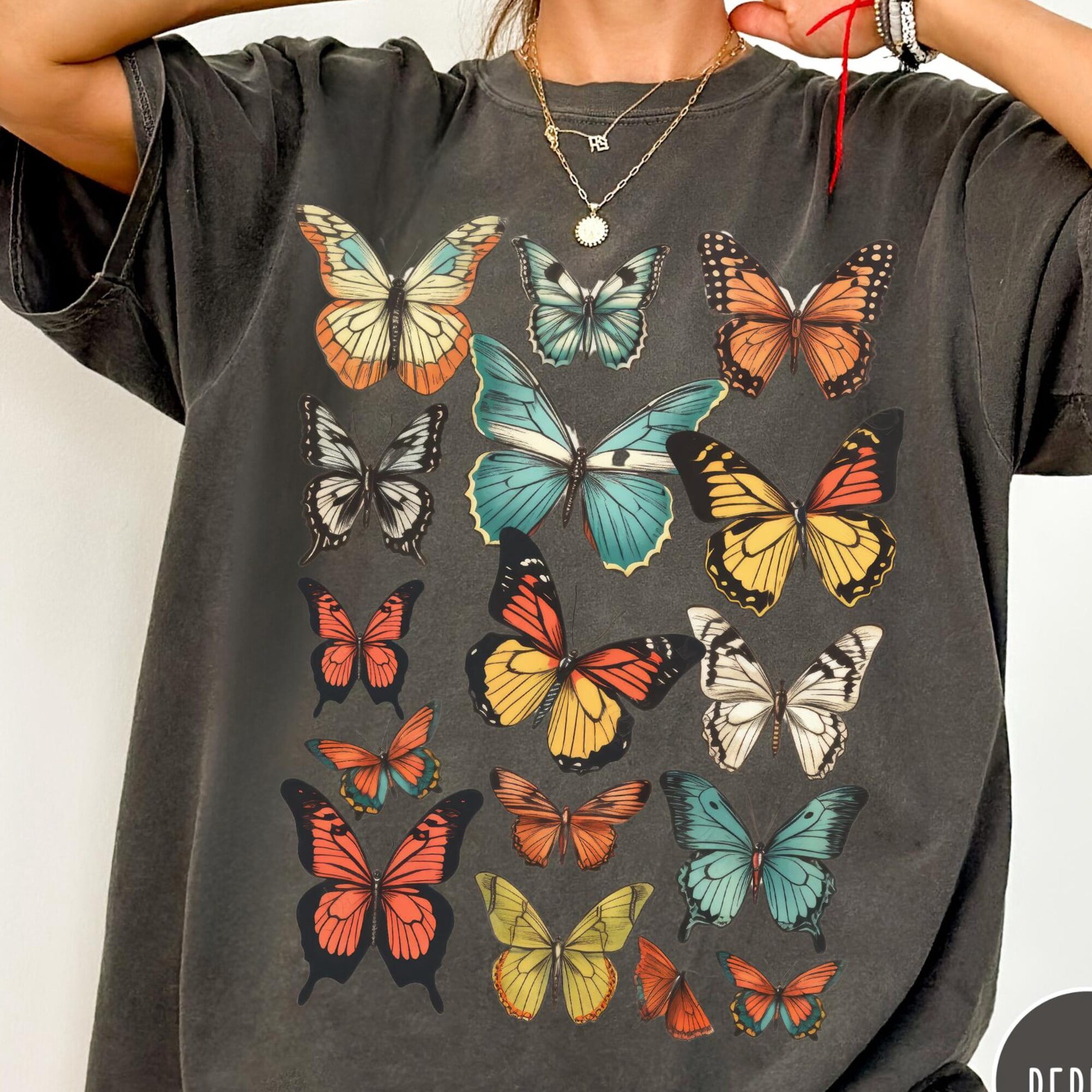 Butterfly Graphic Tee Retro TShirt - Walmart.com