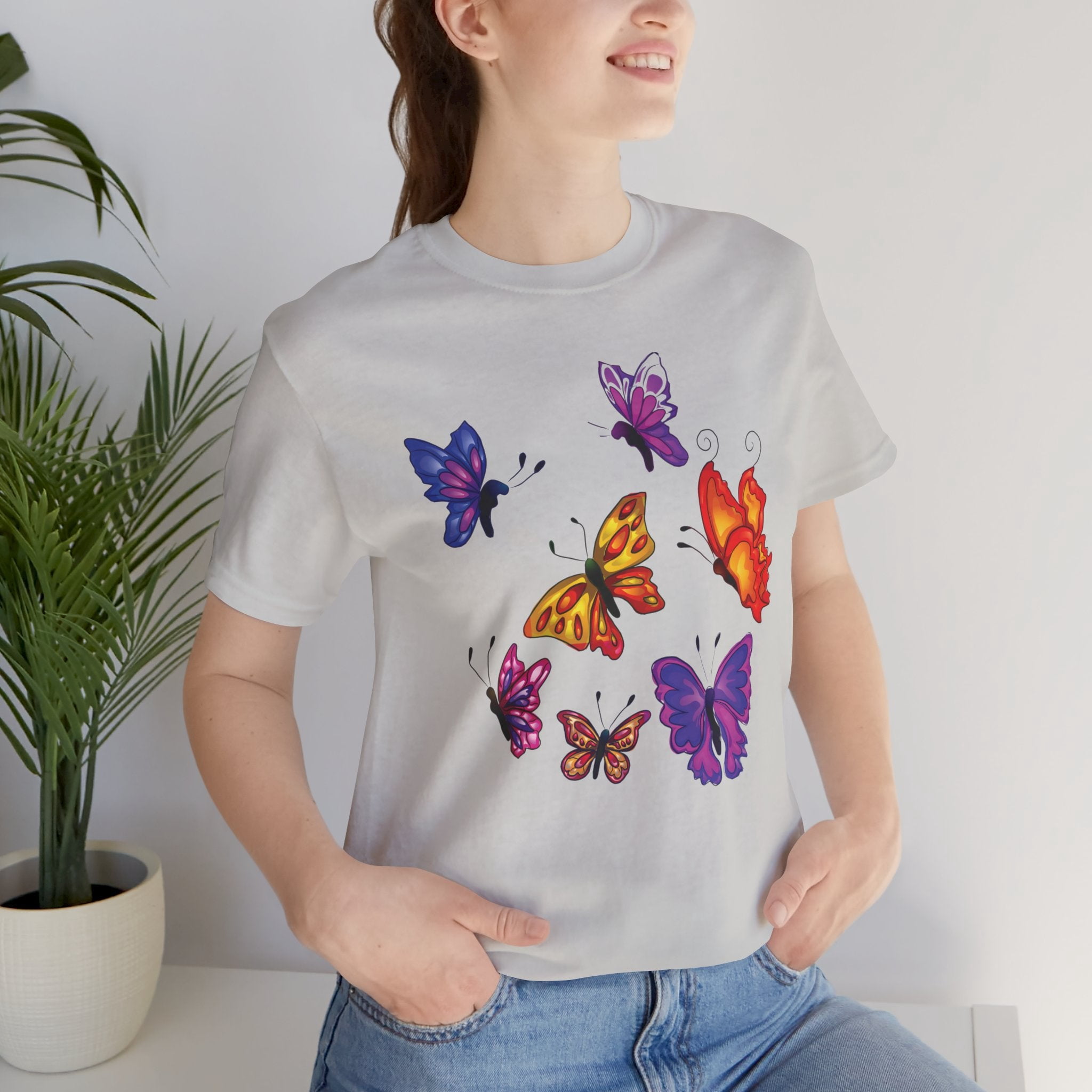Butterfly Graphic Unisex Jersey Short Sleeve Art Design Tee - Walmart.com