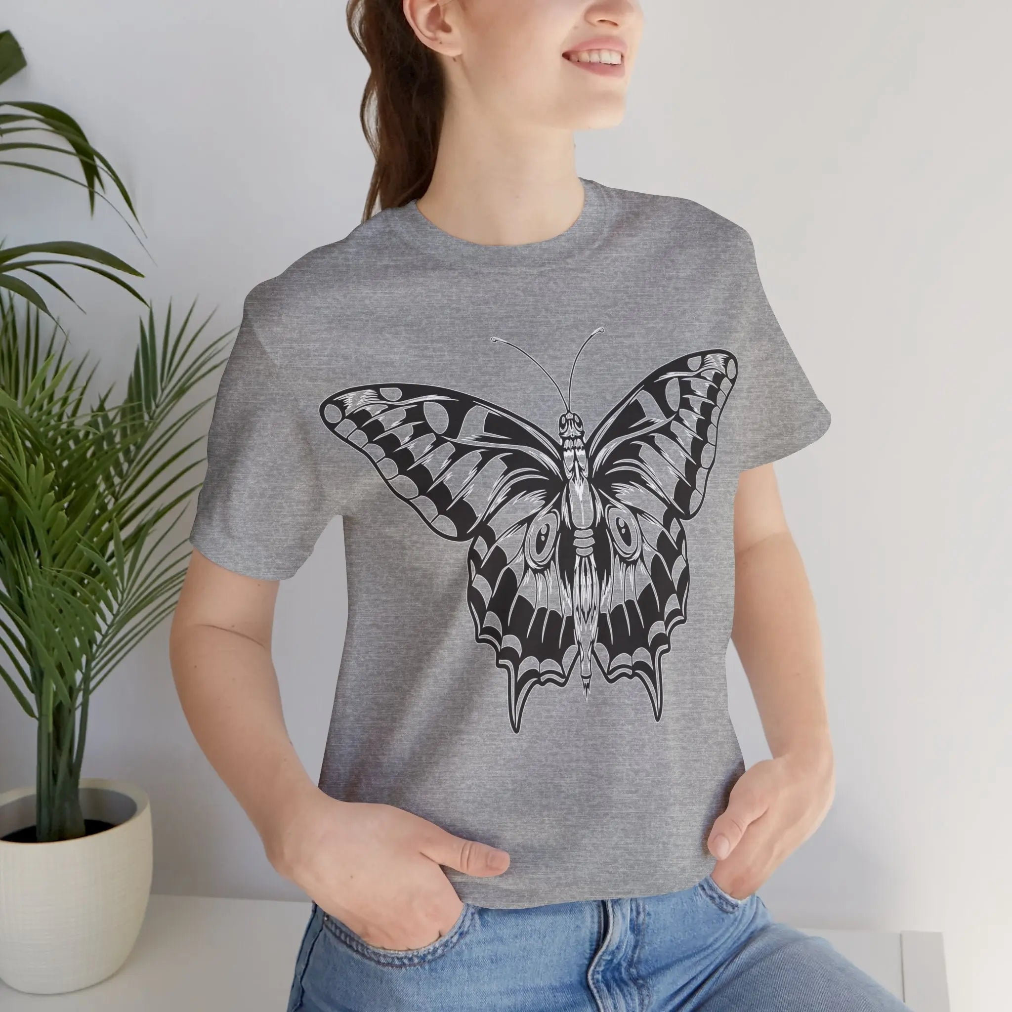 Butterfly Graphic Unisex Jersey Short Sleeve Art Design Tee - Walmart.com