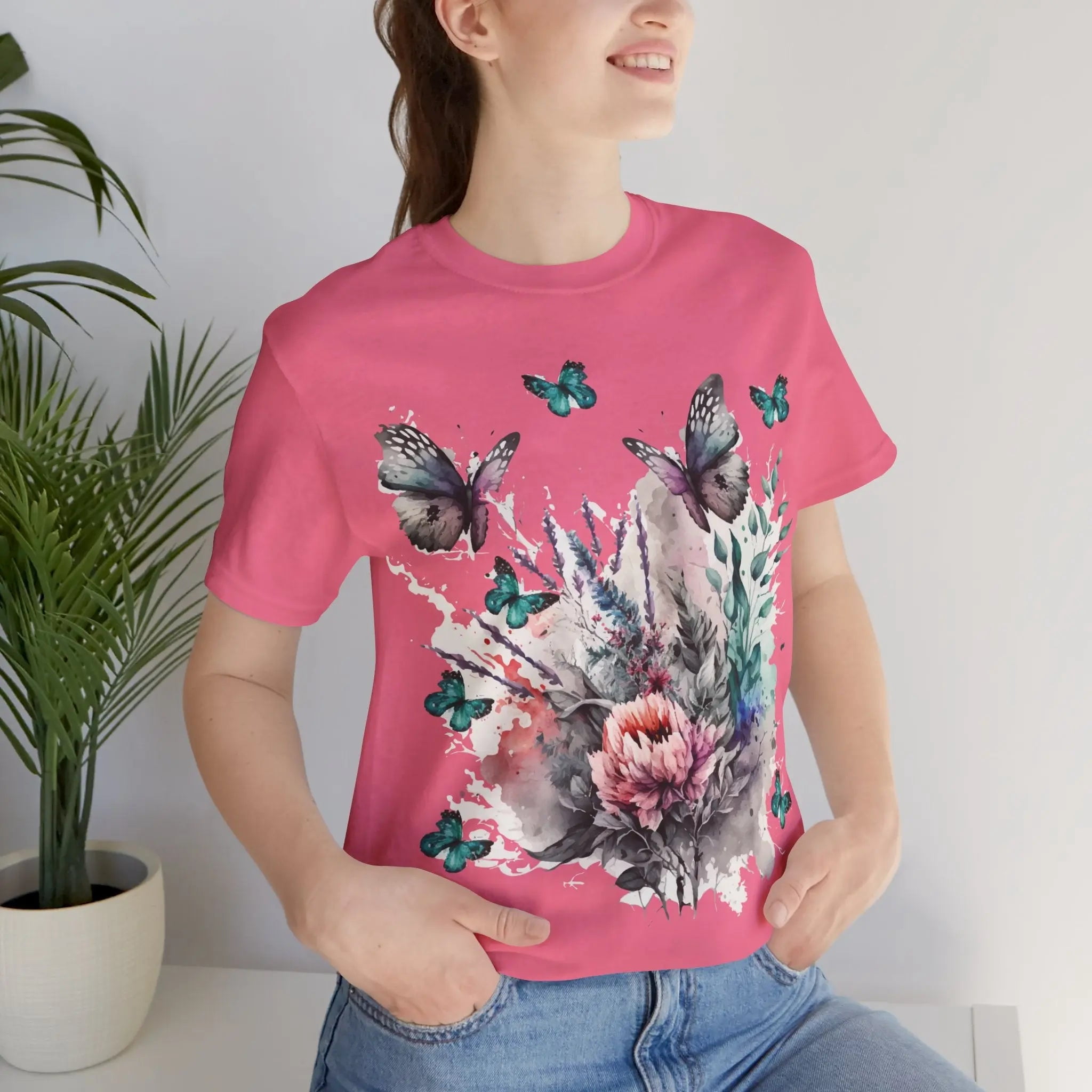 Butterfly Graphic Unisex Jersey Short Sleeve Art Design Tee - Walmart.com